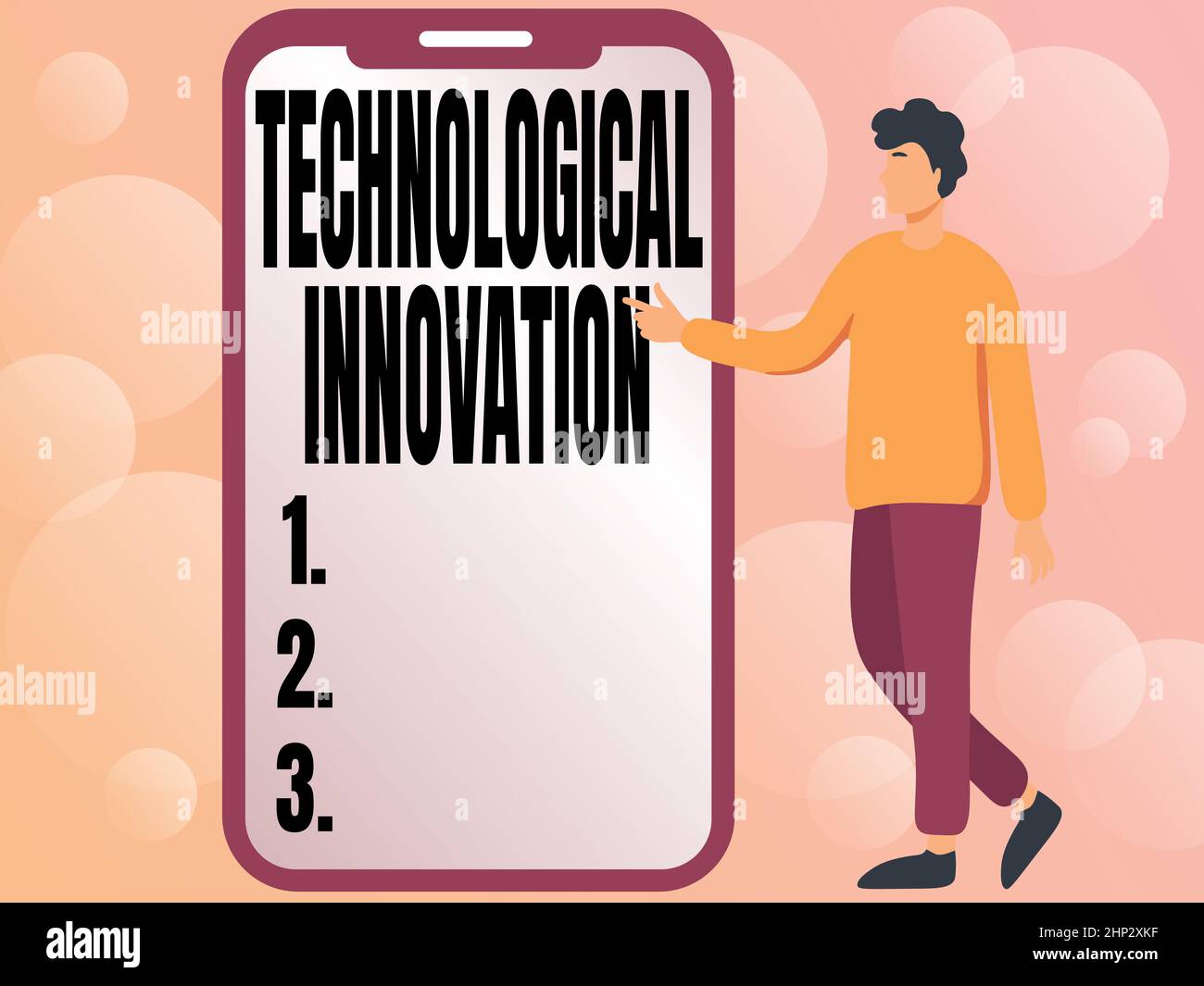 Text caption presenting Technological Innovation, Word for New ...