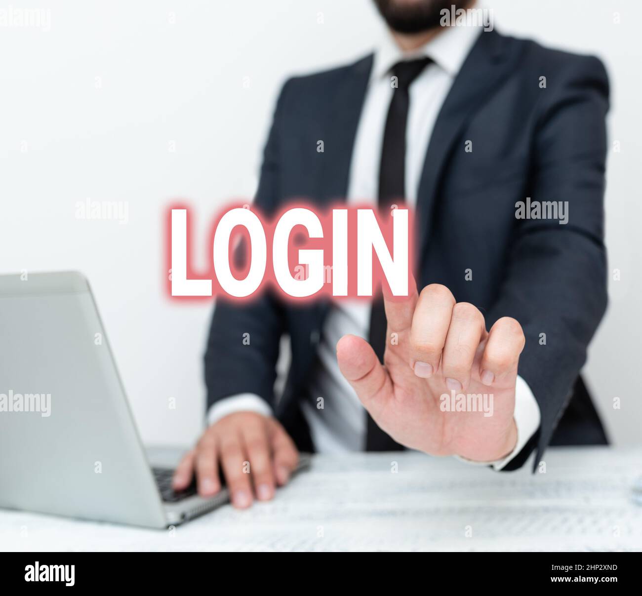 Writing displaying text Login, Concept meaning Entering website Blog ...
