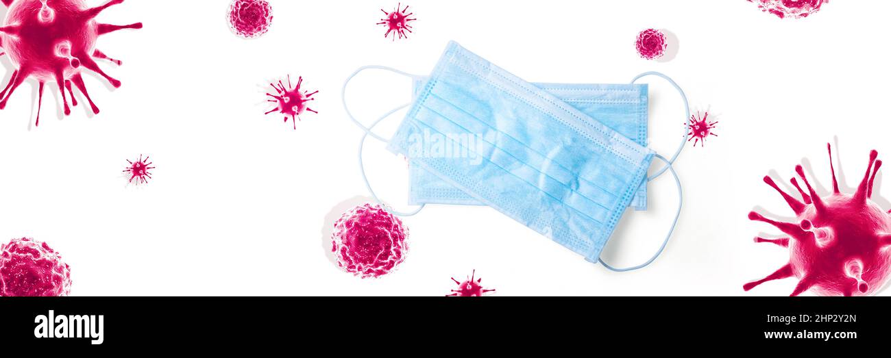 Typical surgical mask to cover mouth, nose. Protection concept, against ...