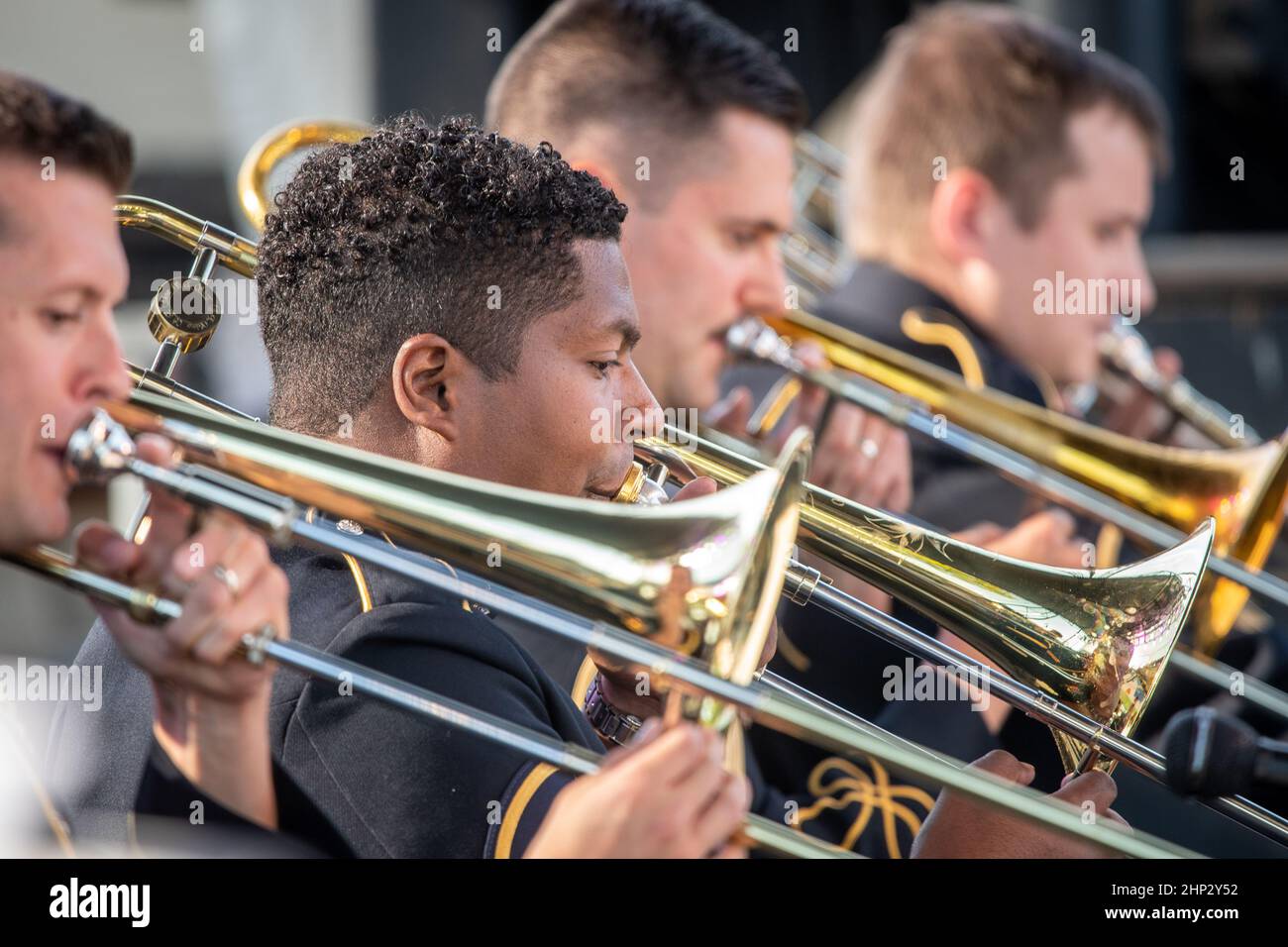 The U.S. Army Blues performing big band jazz at the 2021 National Folk ...
