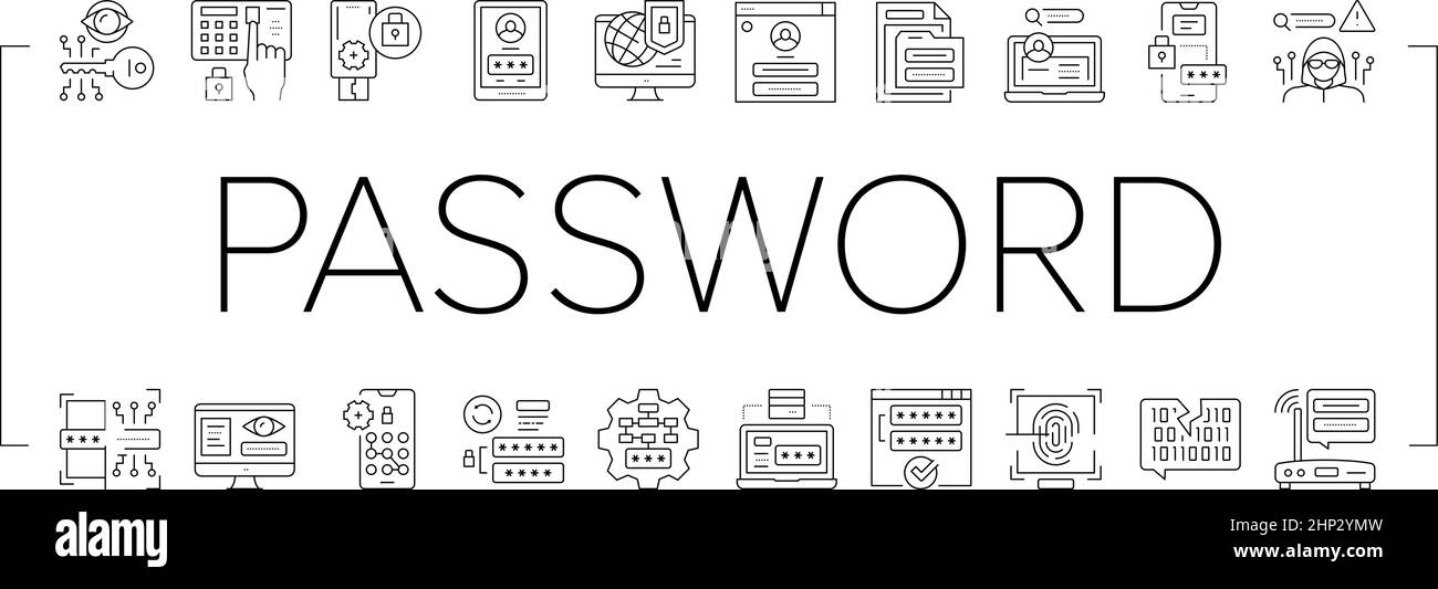 Password Protection Collection Icons Set Vector Illustration Stock Vector Image And Art Alamy