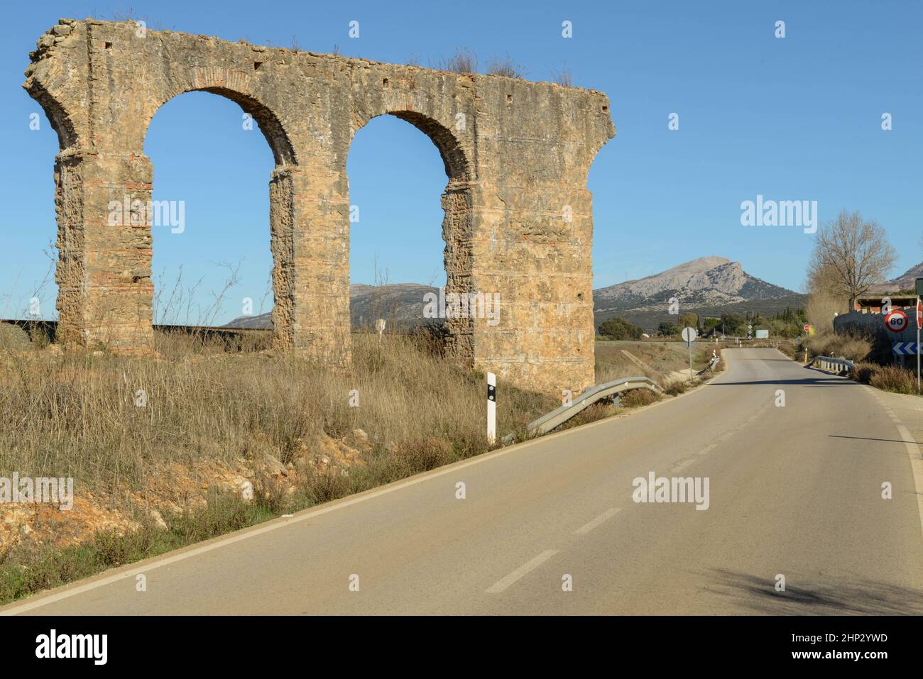 Ruins of a roman aqueduct near Ronda on Andalusia in Spain Stock Photo ...