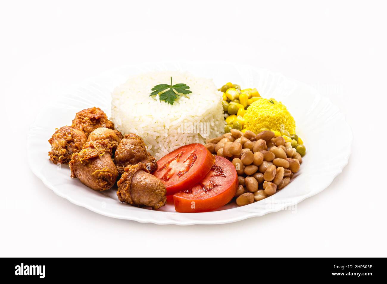 typical brazilian meal, traditional brazilian lunch, rice and beans ...