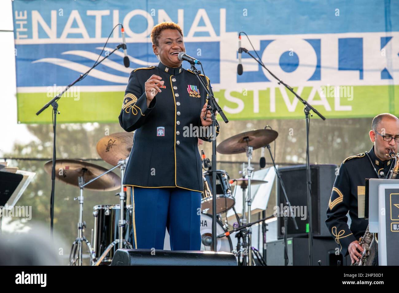 The U.S. Army Blues performing big band jazz at the 2021 National Folk ...