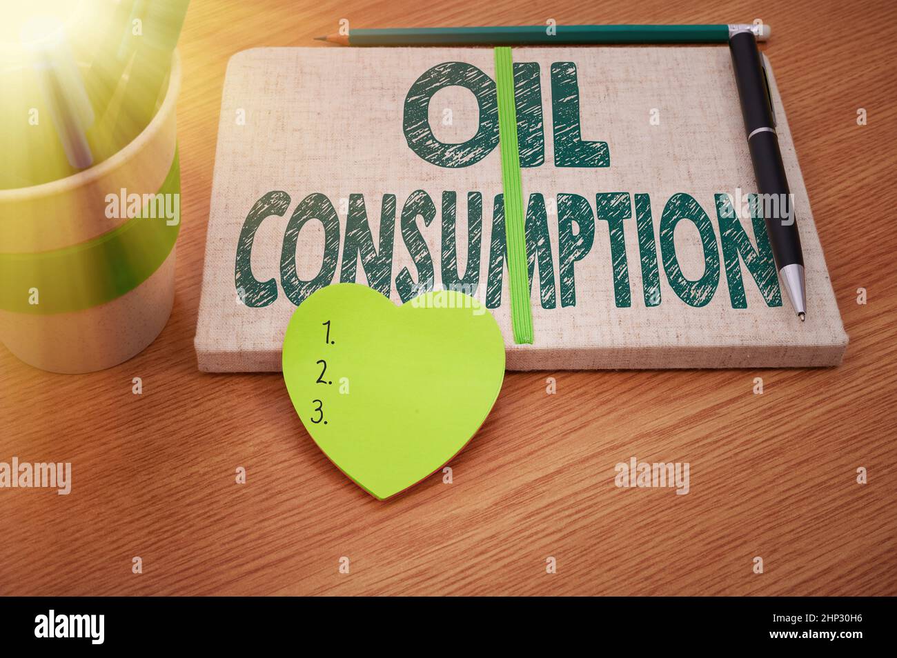 Text sign showing Oil Consumption, Concept meaning This entry is the ...