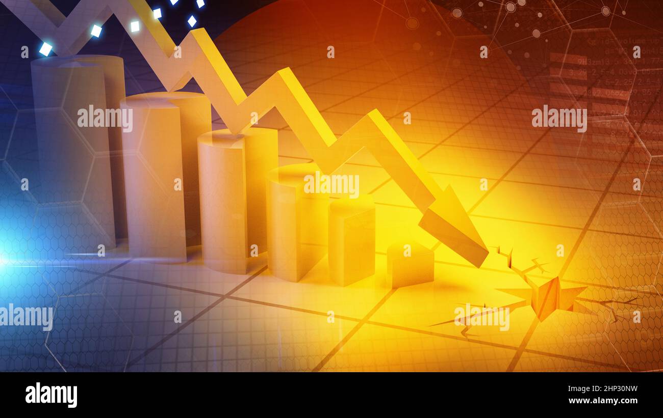 Graphs representing the stock market crash. 3d illustration Stock Photo ...