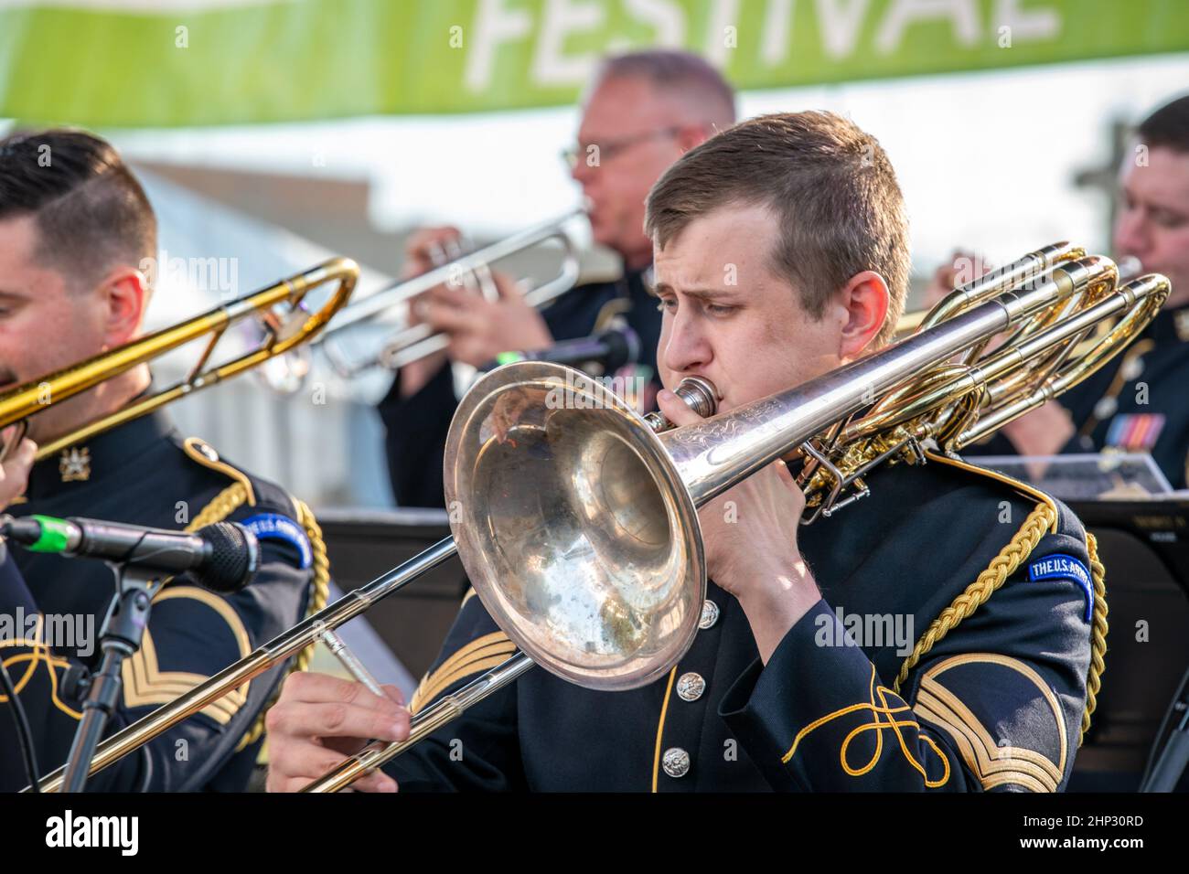 The U.S. Army Blues performing big band jazz at the 2021 National Folk ...