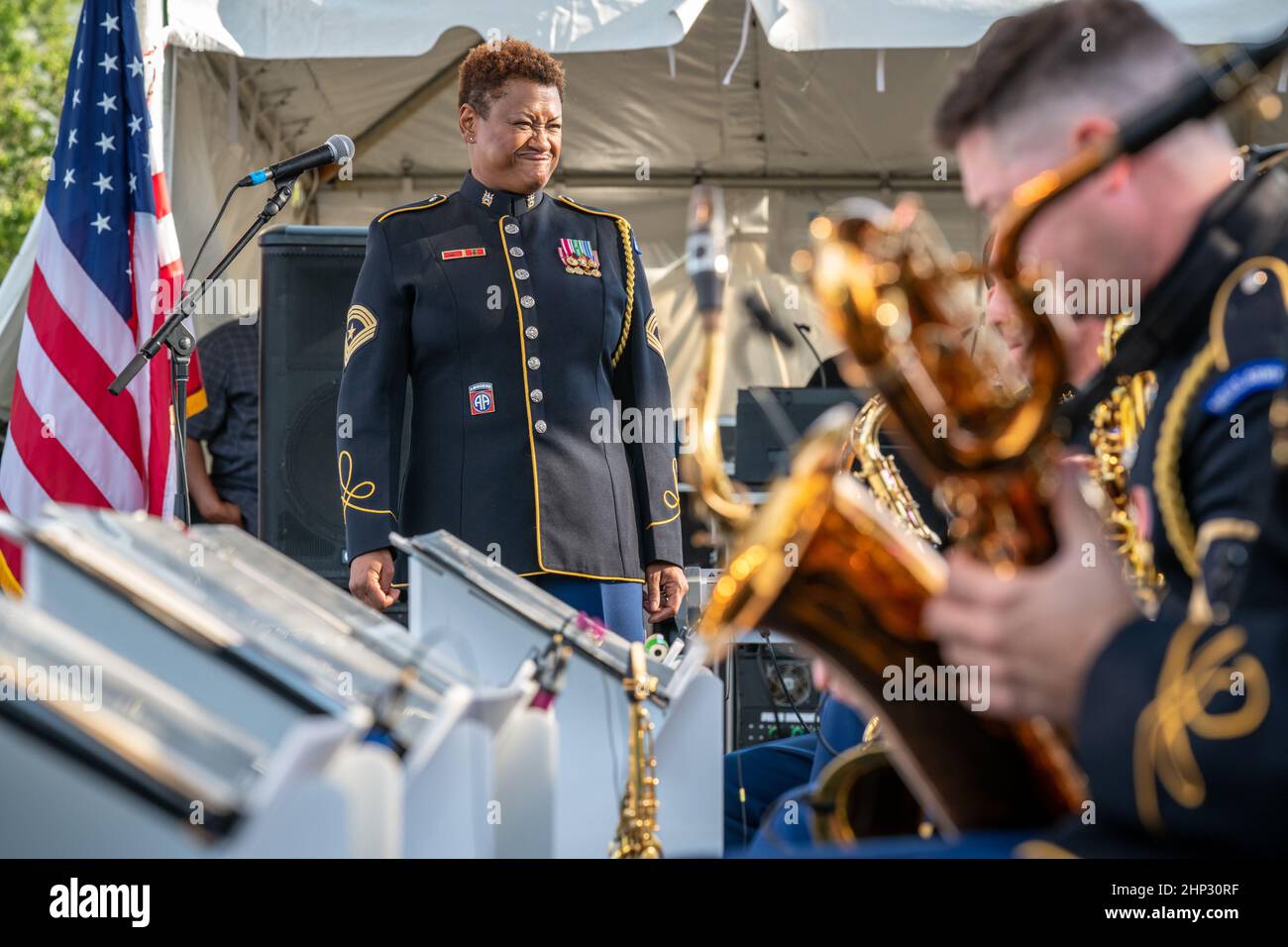 The U.S. Army Blues performing big band jazz at the 2021 National Folk ...
