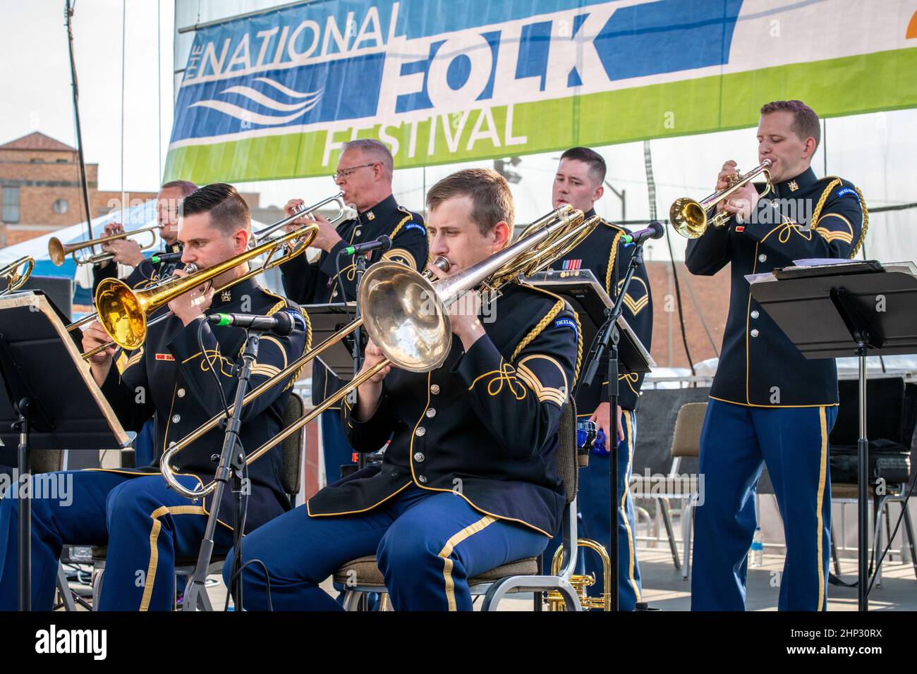 The U.S. Army Blues performing big band jazz at the 2021 National Folk ...