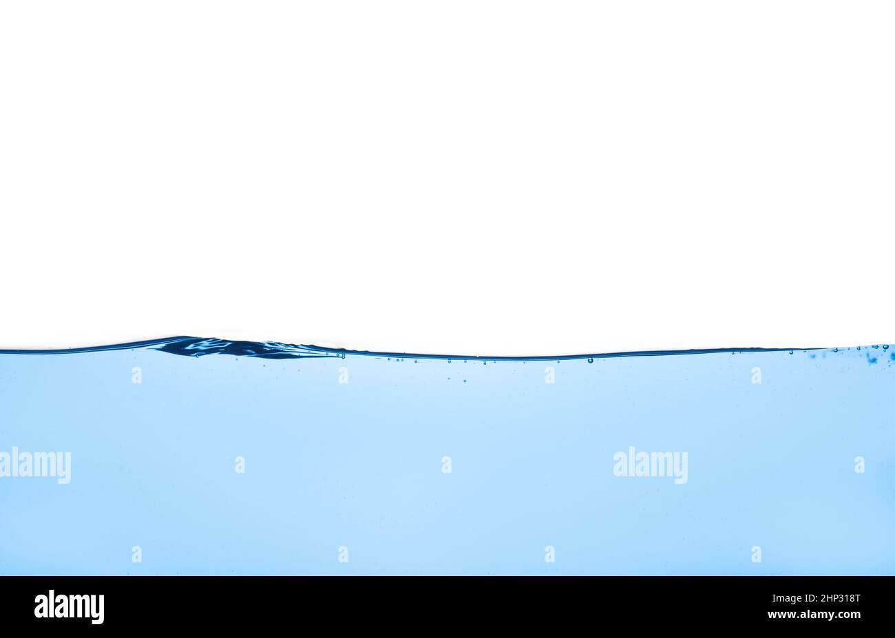Abstract clean flow ripple surface on liquid. Light blue water wave with air bubbles and a ...