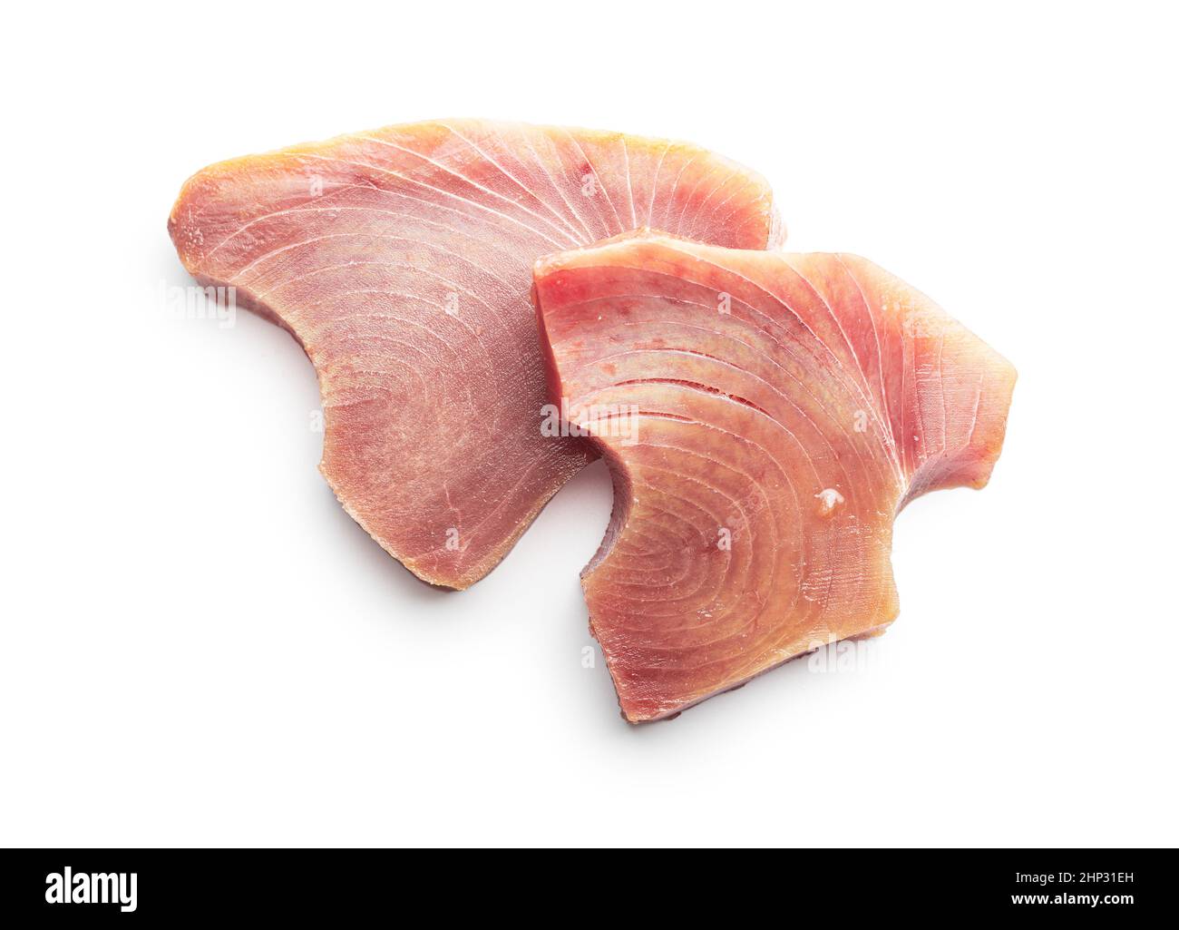 Raw tuna steak. Raw fish meat isolated on white background Stock Photo ...