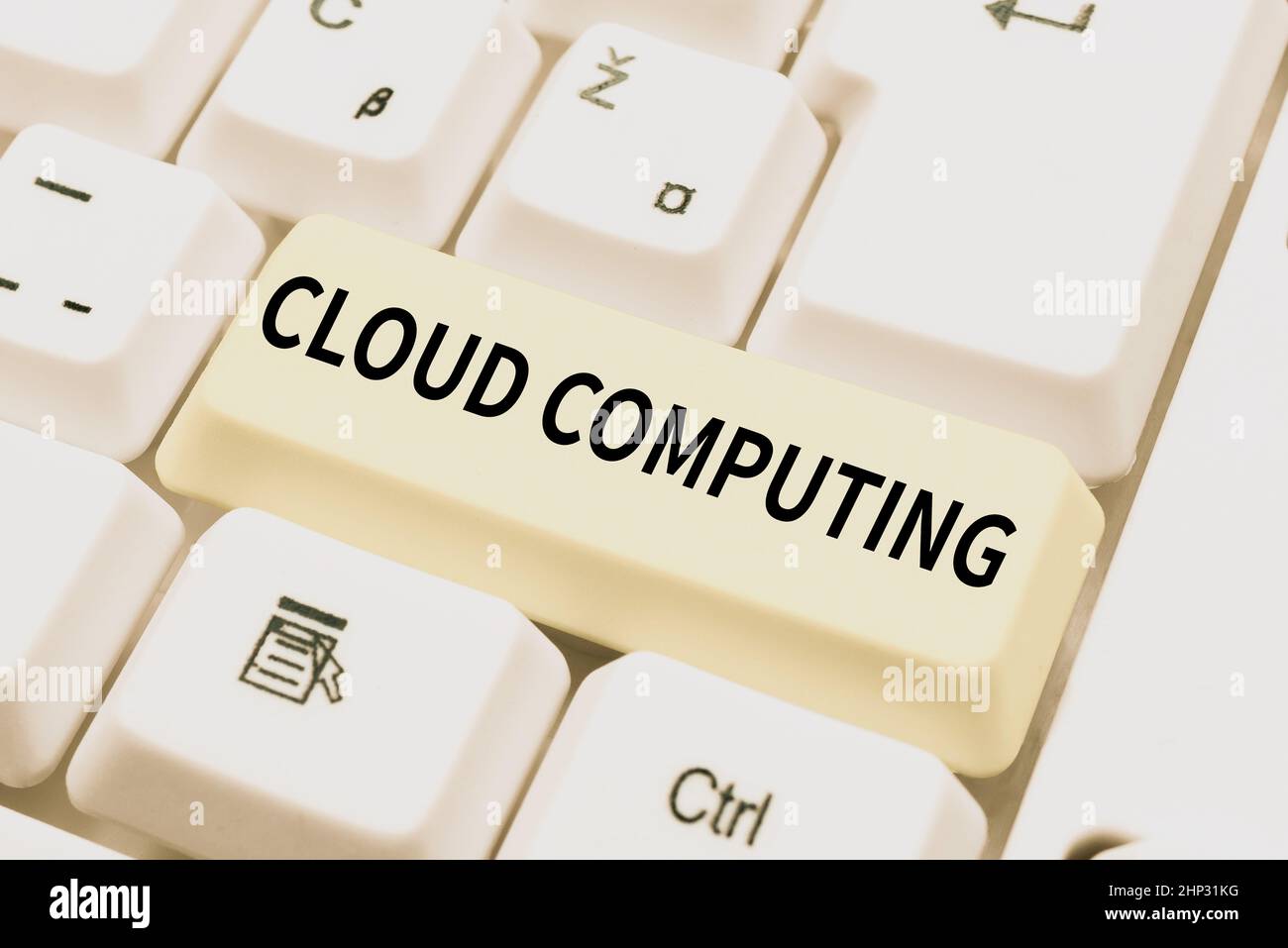 Text caption presenting Cloud Computing, Business overview use a ...