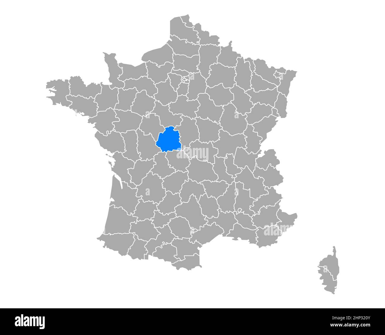 Map of Indre in France Stock Photo - Alamy