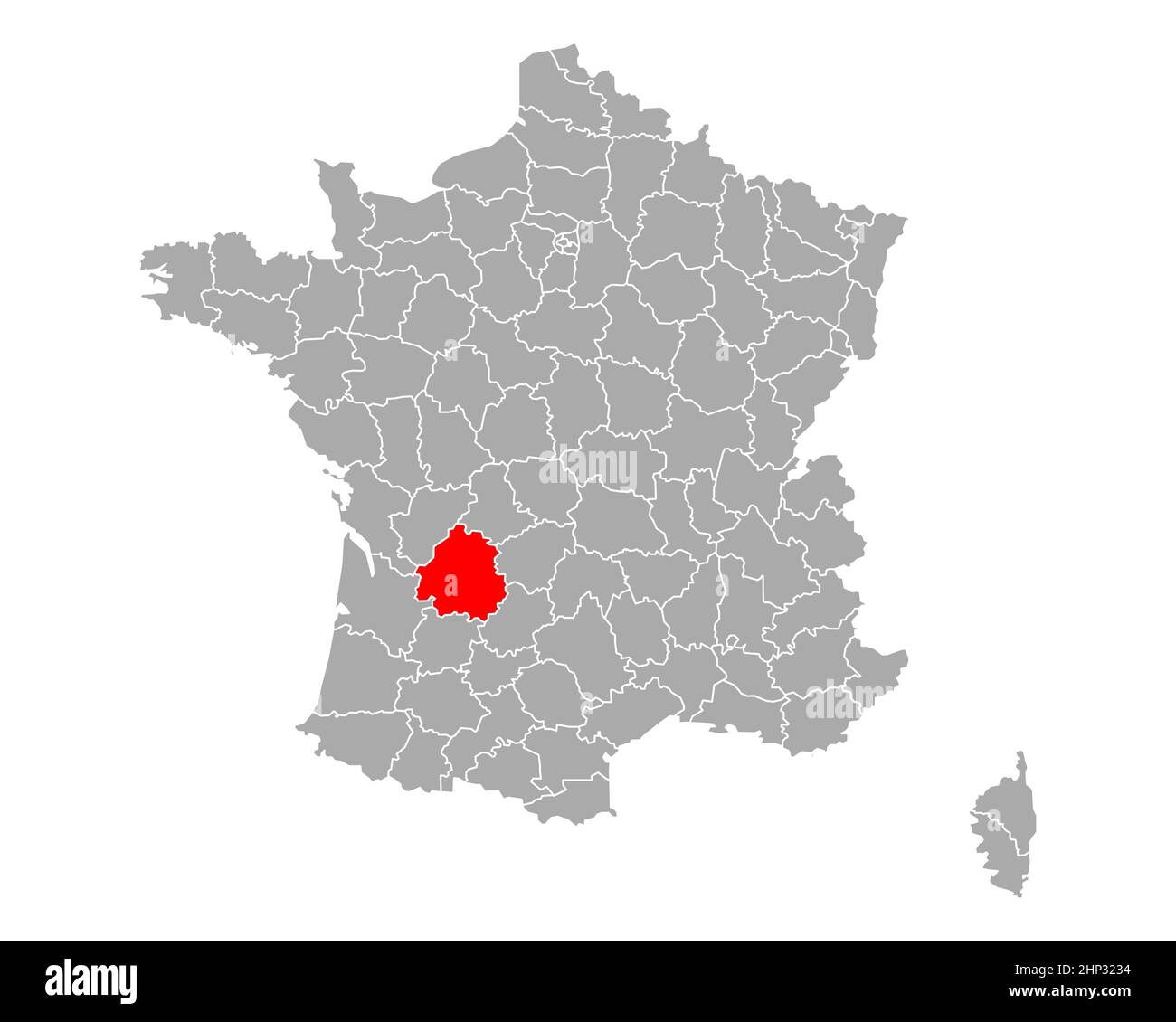 Map of Dordogne in France Stock Photo - Alamy