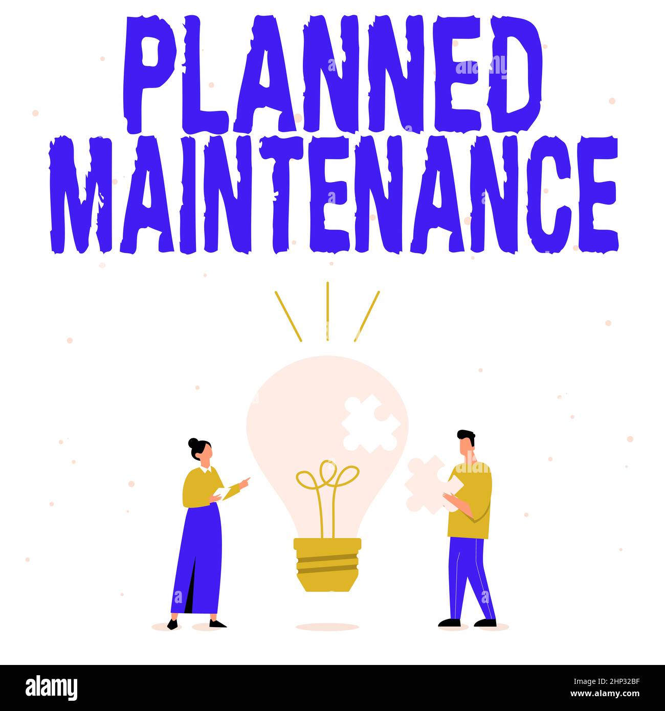 Hand writing sign Planned Maintenance, Business concept Check ups to be ...