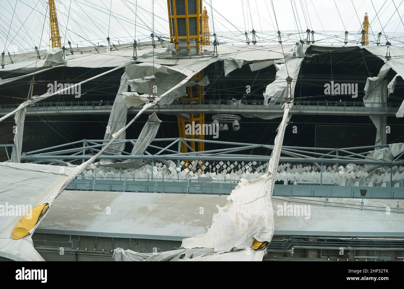 Damage to the roof of the O2 Arena (known as the Millennium Dome when ...