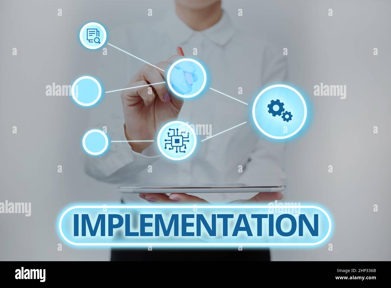 Text Sign Showing Implementation Business Idea The Process Of Making Something Active Or