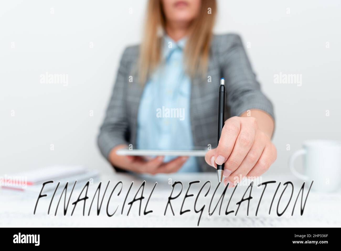 Text sign showing Financial Regulation, Internet Concept aim to ...