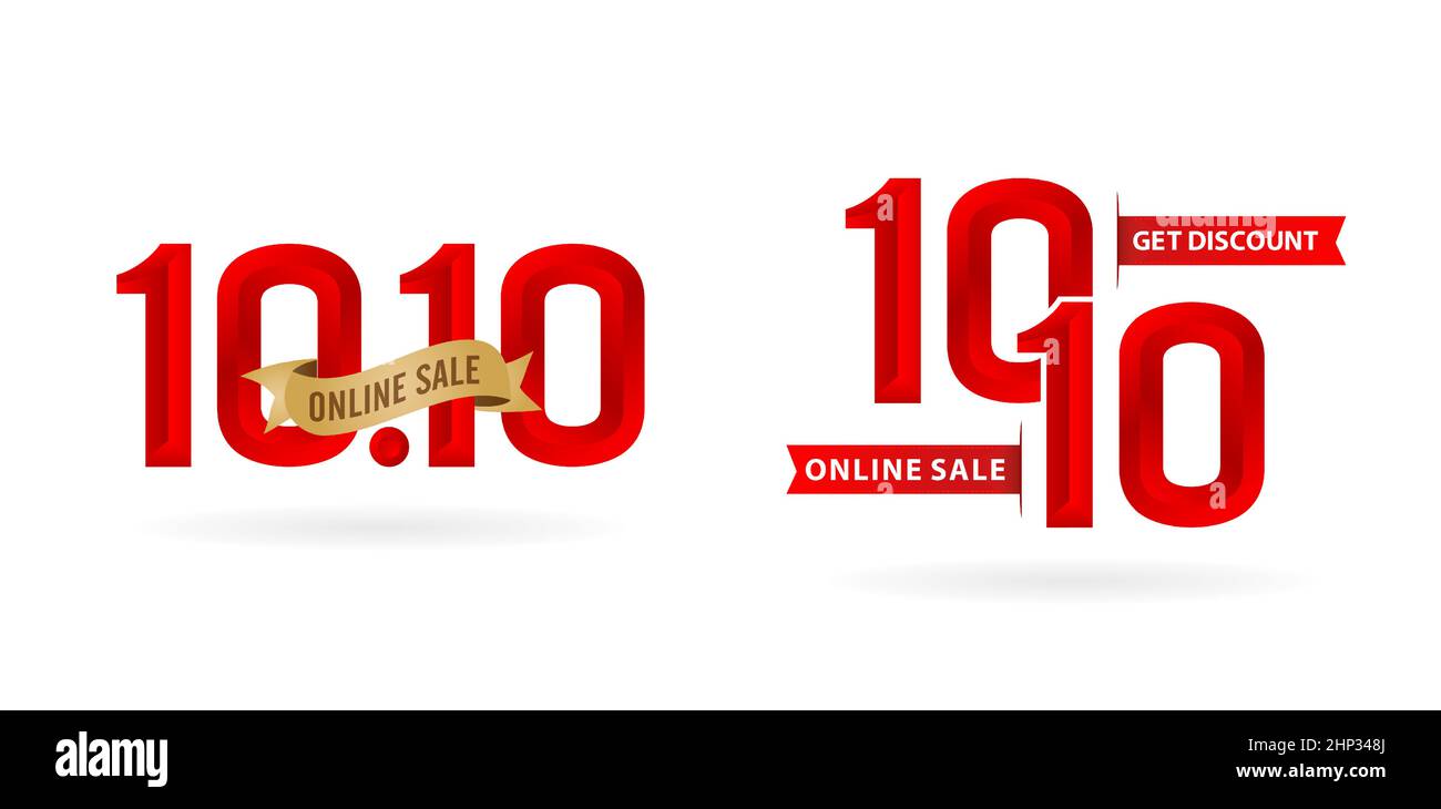 illustration of 10.10 sale, 10.10 online sale, 3d bevel model gradient ...