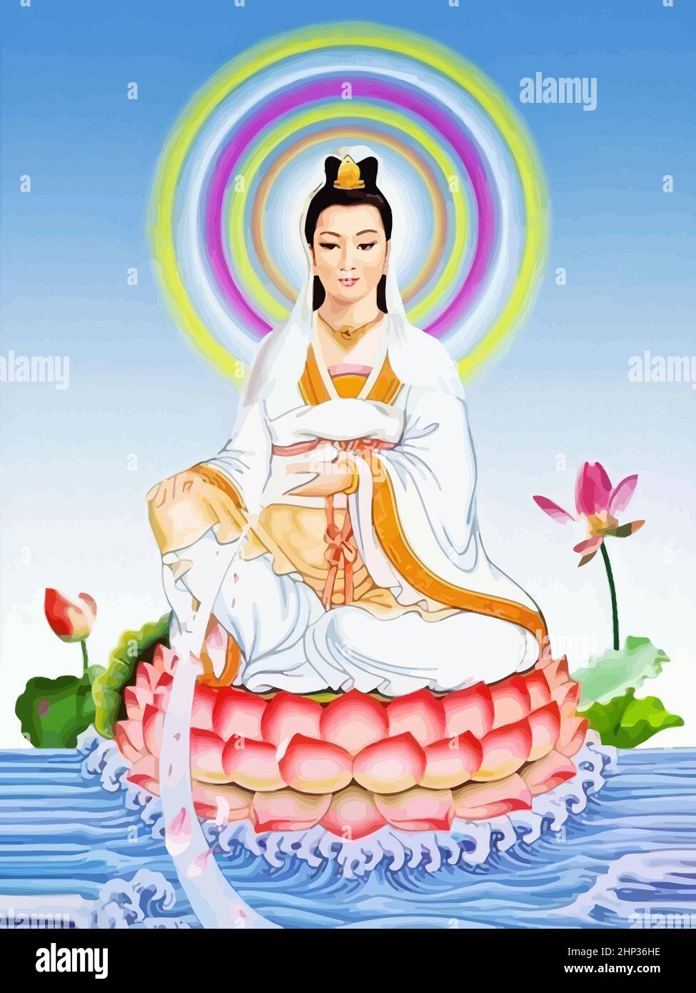 Avalokitesvara Bodhisattva chinese culture holy illustration Stock ...