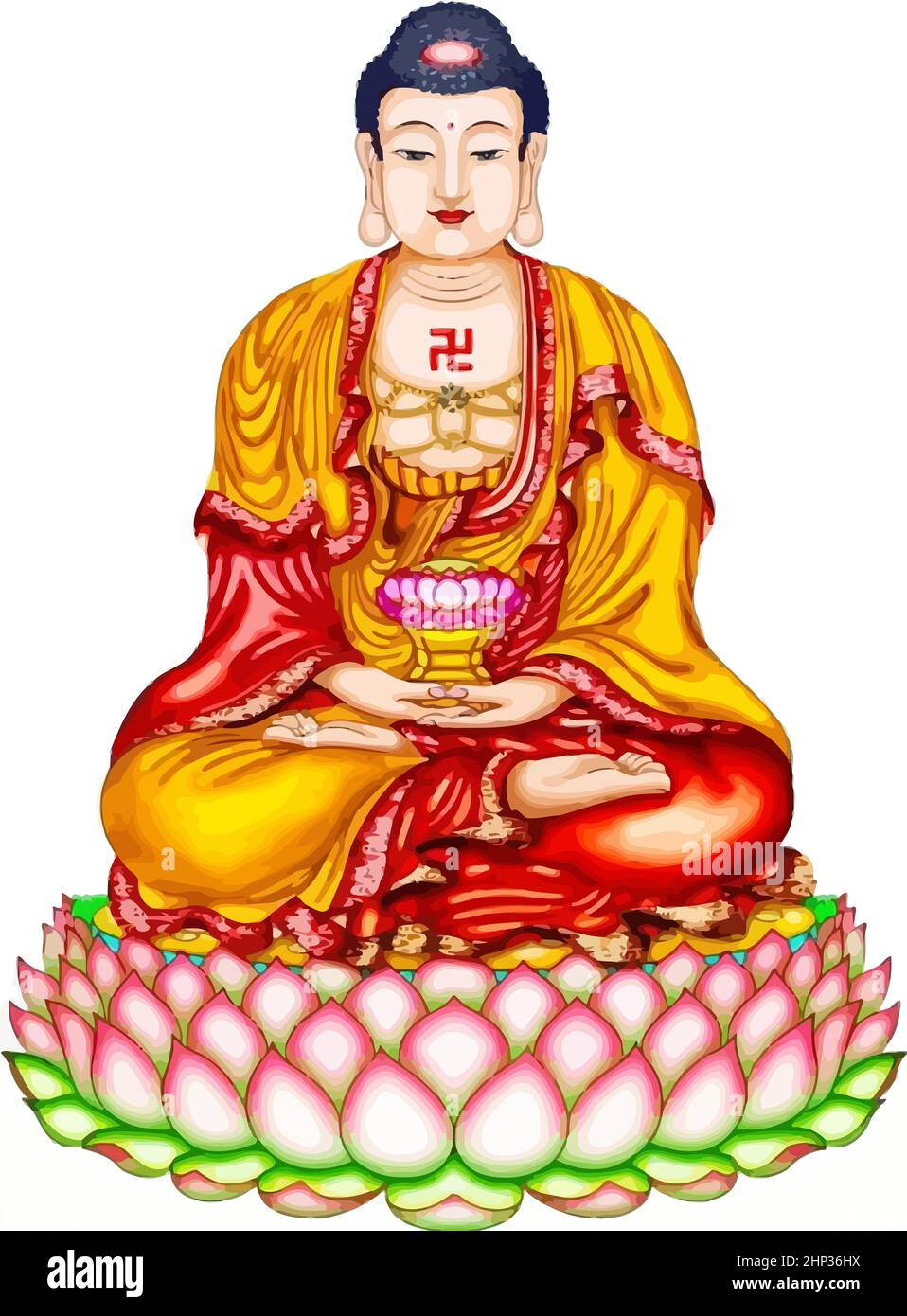 buddha peace wisdom meditating enlighted position illustration Stock ...