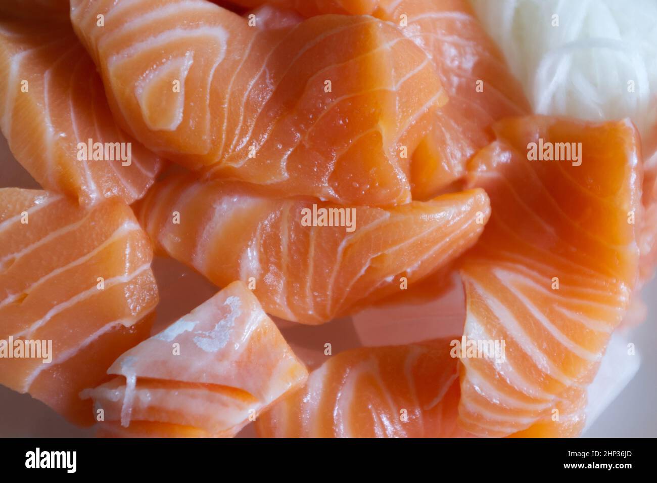 Japanese menu is salmon sashimi Stock Photo - Alamy