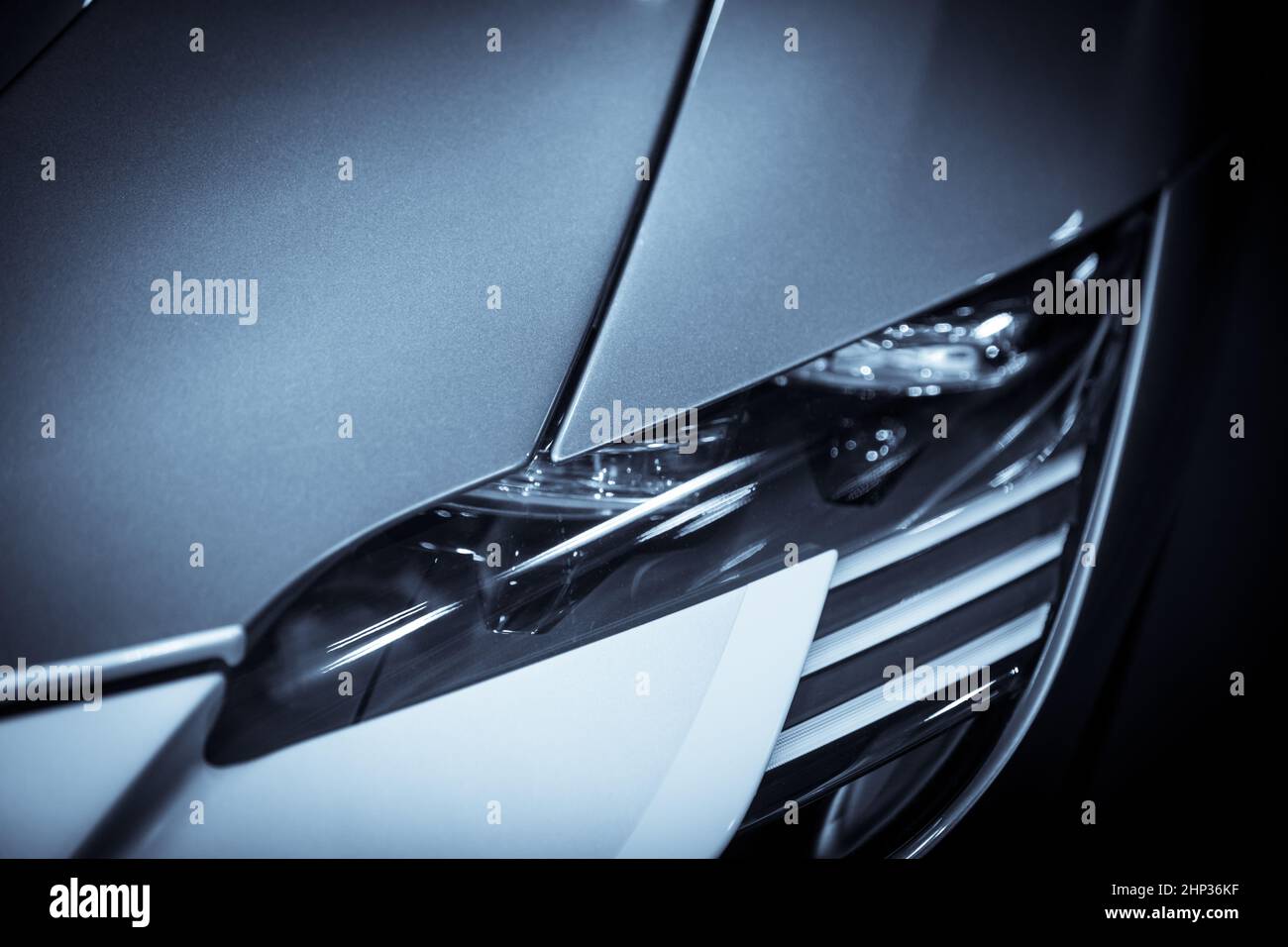 Close up shot of a modern car LED headlights Stock Photo - Alamy