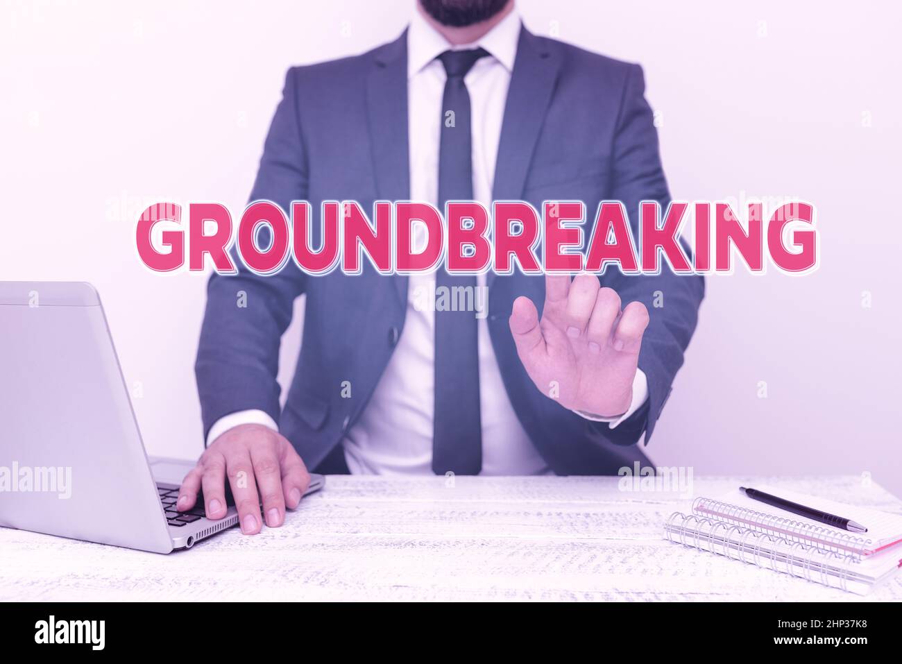 Handwriting text Groundbreaking, Business overview Very new and a big ...