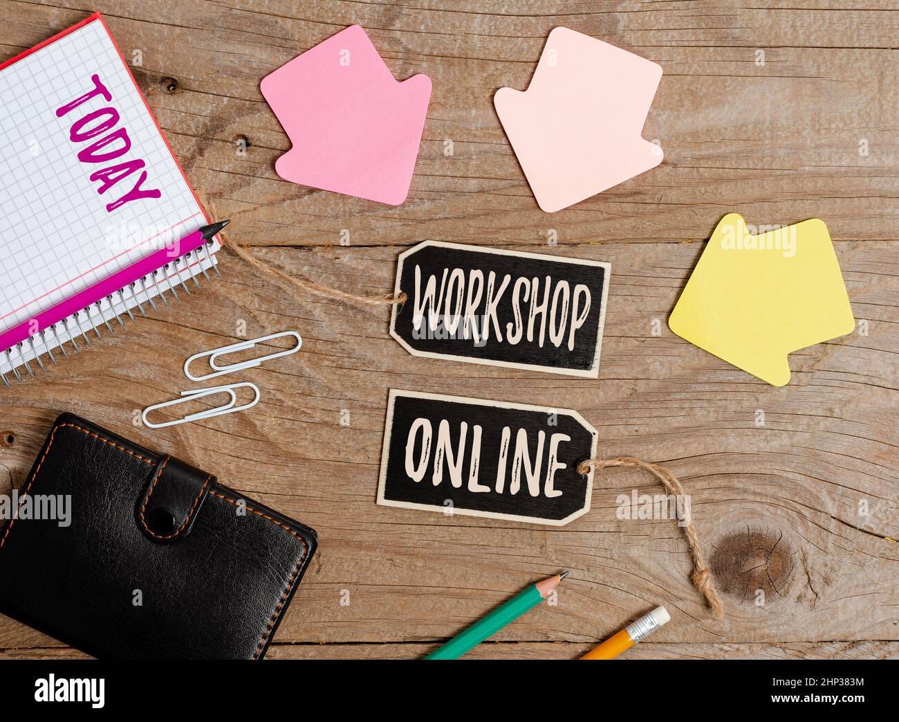 Conceptual caption Workshop Online, Business showcase room or building ...