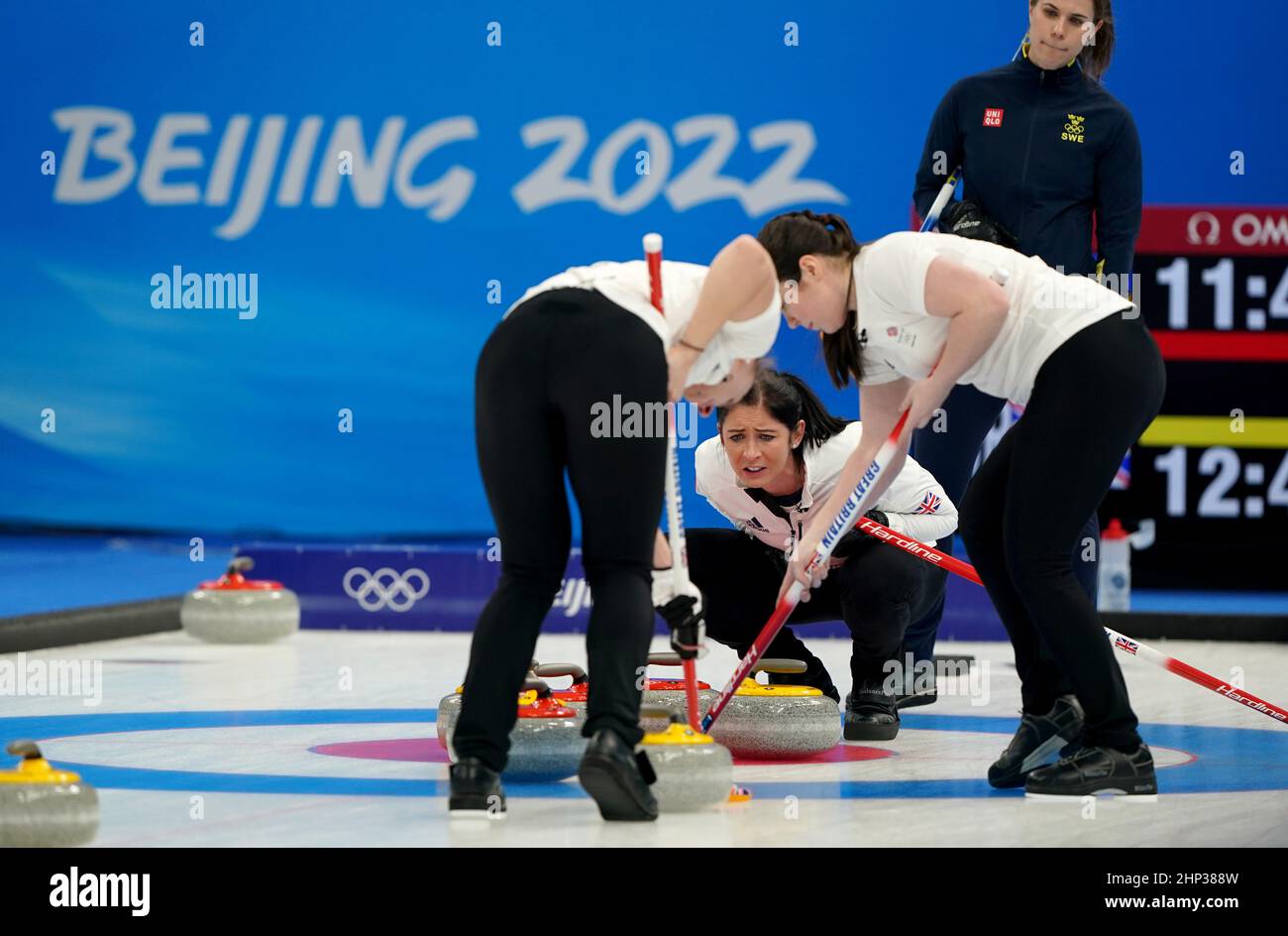 Great Britain's Jennifer Dodds (left), Eve Muirhead, (centre) and ...