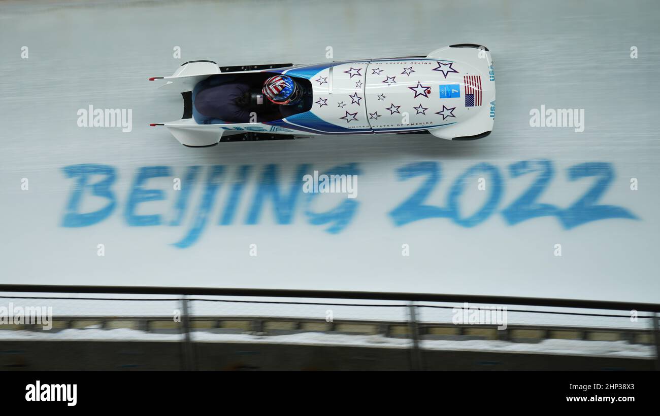 Yanqing, China. 18th Feb, 2022. Bobsleigh, Olympics, two-man bobsleigh ...