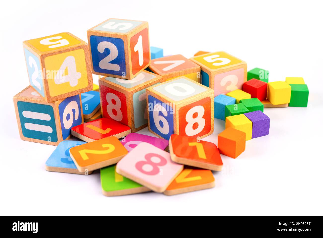 Math number colorful on white background, education study mathematics ...