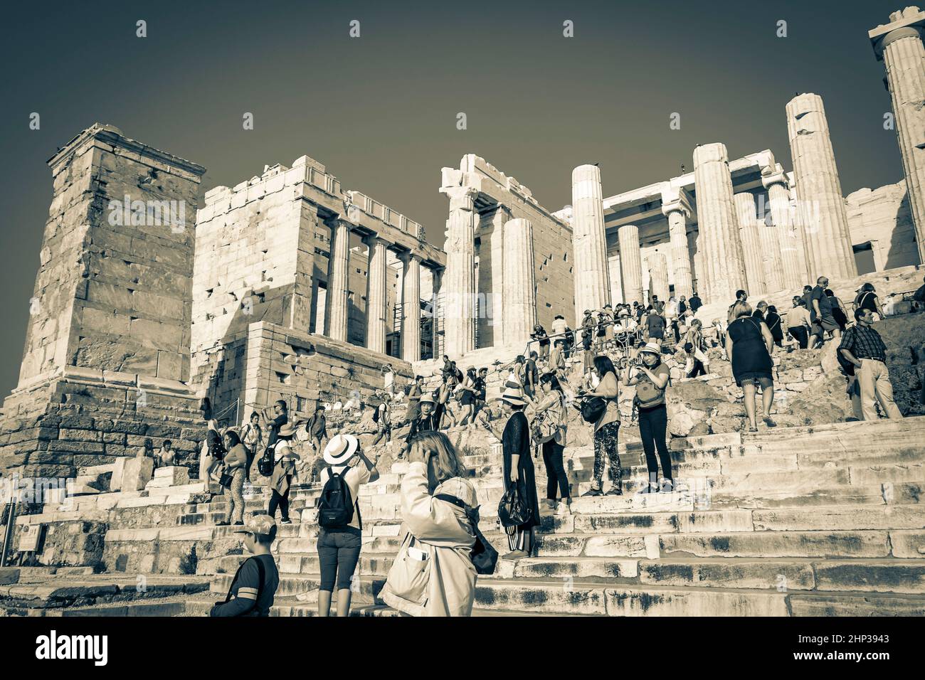 Athens Greece 04. October 2018 Old black and white picture of the Beulé ...