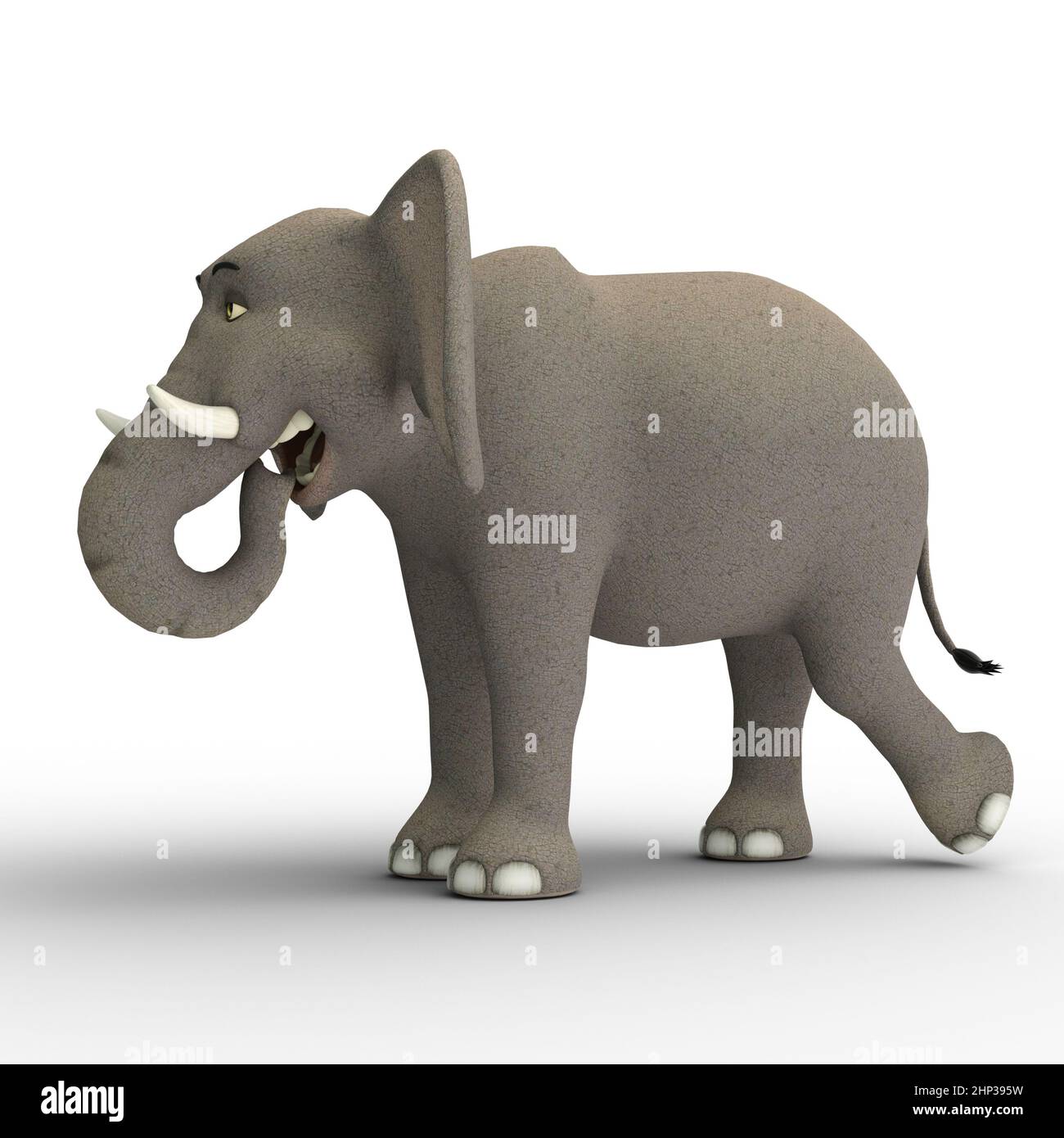 3D-illustration of a cute and funny adult cartoon elephant talking ...