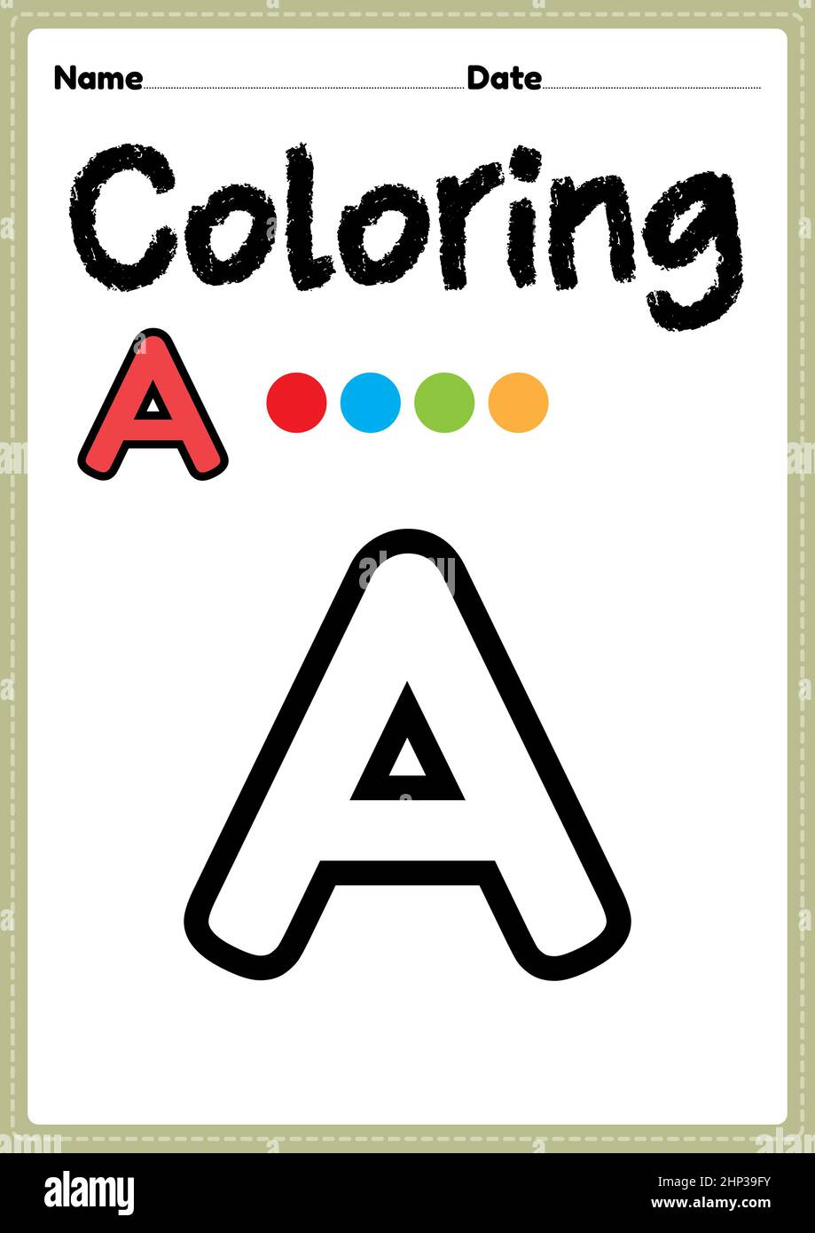 Letter A alphabet coloring page for preschool, kindergarten ...