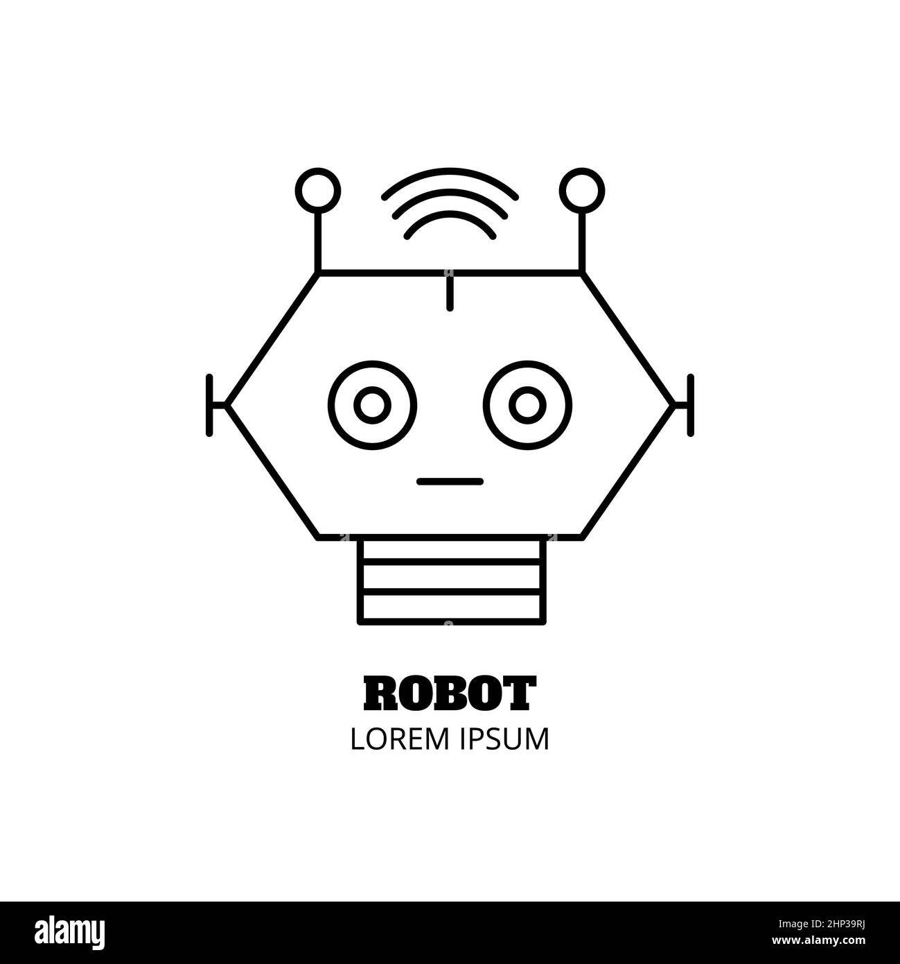 Robot head. Artificial intelligence and machine learning line icon ...