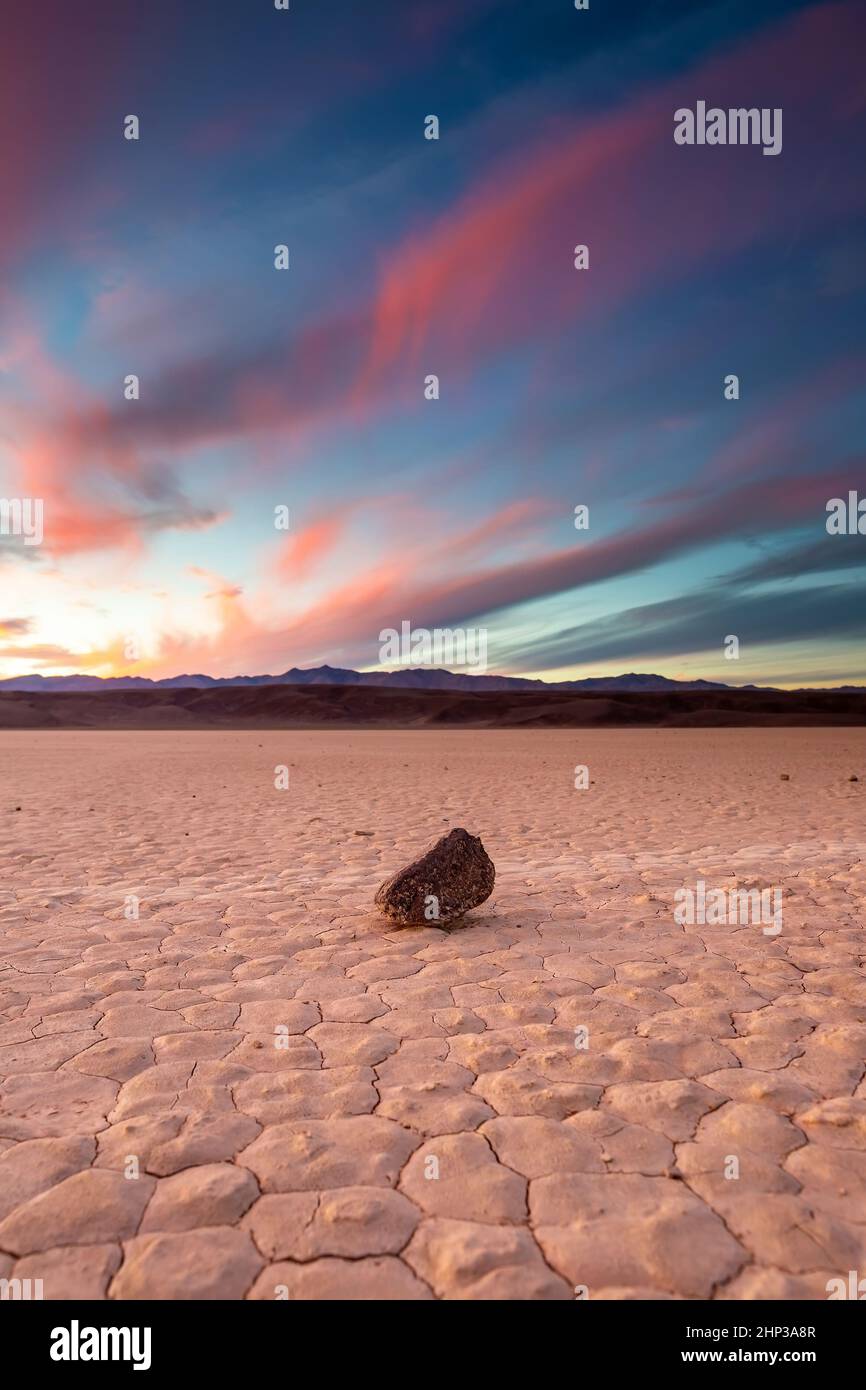 Sailing Stones at The Racetrack. Landscape of Death Valley National ...