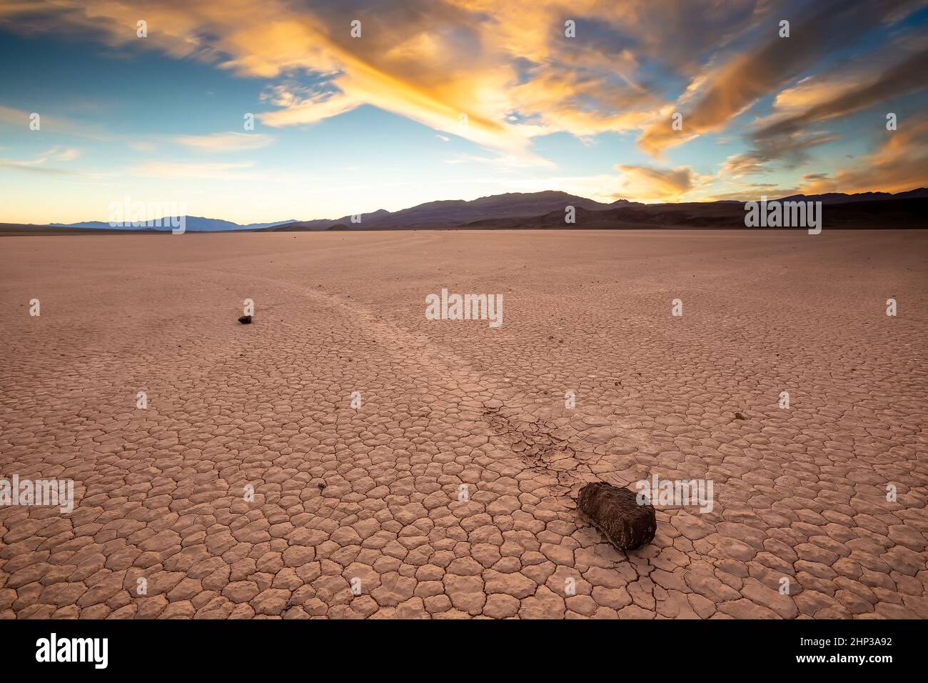 Sailing Stones at The Racetrack. Landscape of Death Valley National ...