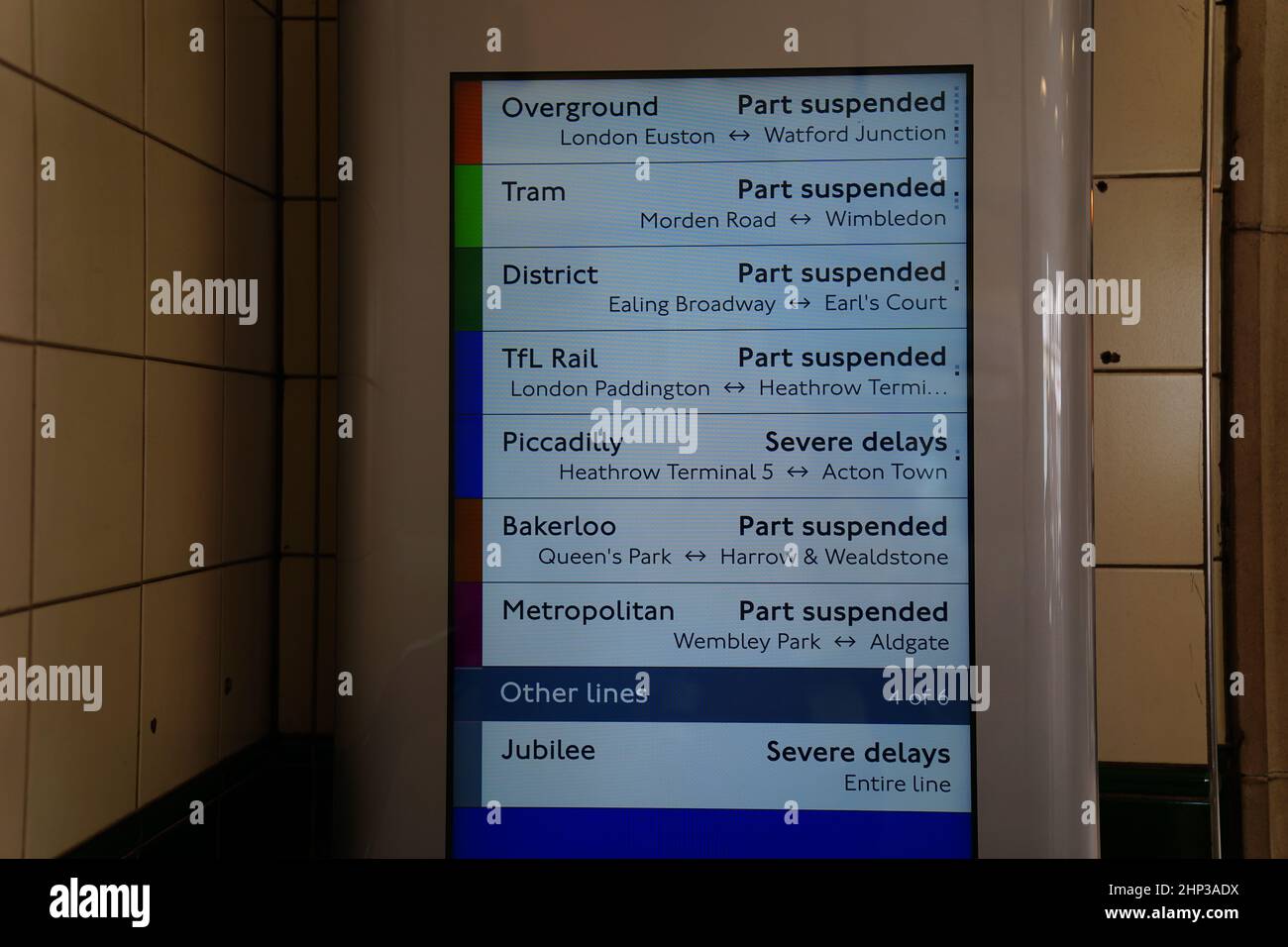 The information board at Bayswater underground station displays ...