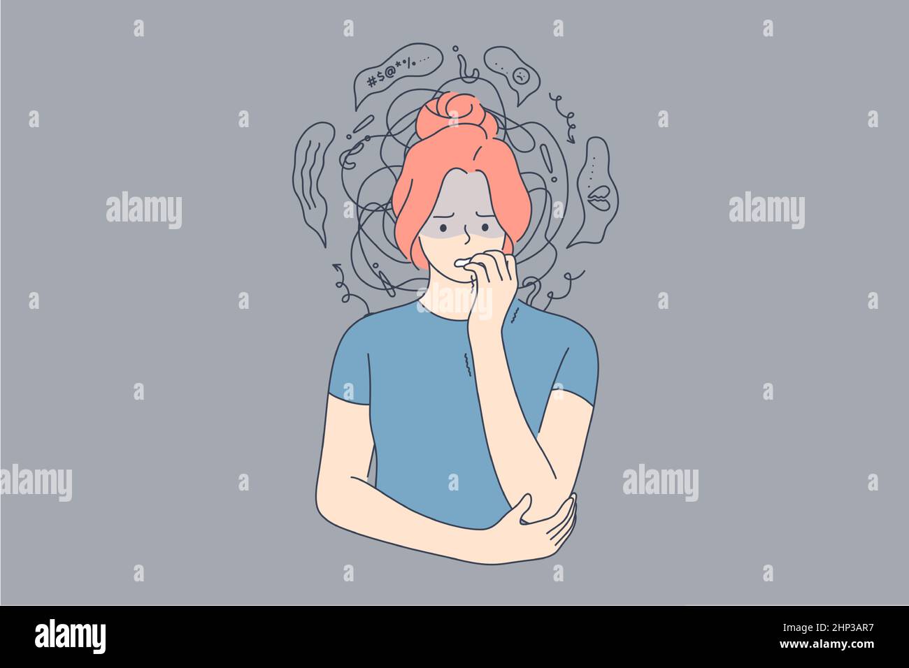 Emotion, face, expression, frustration, panic attack, mental stress ...