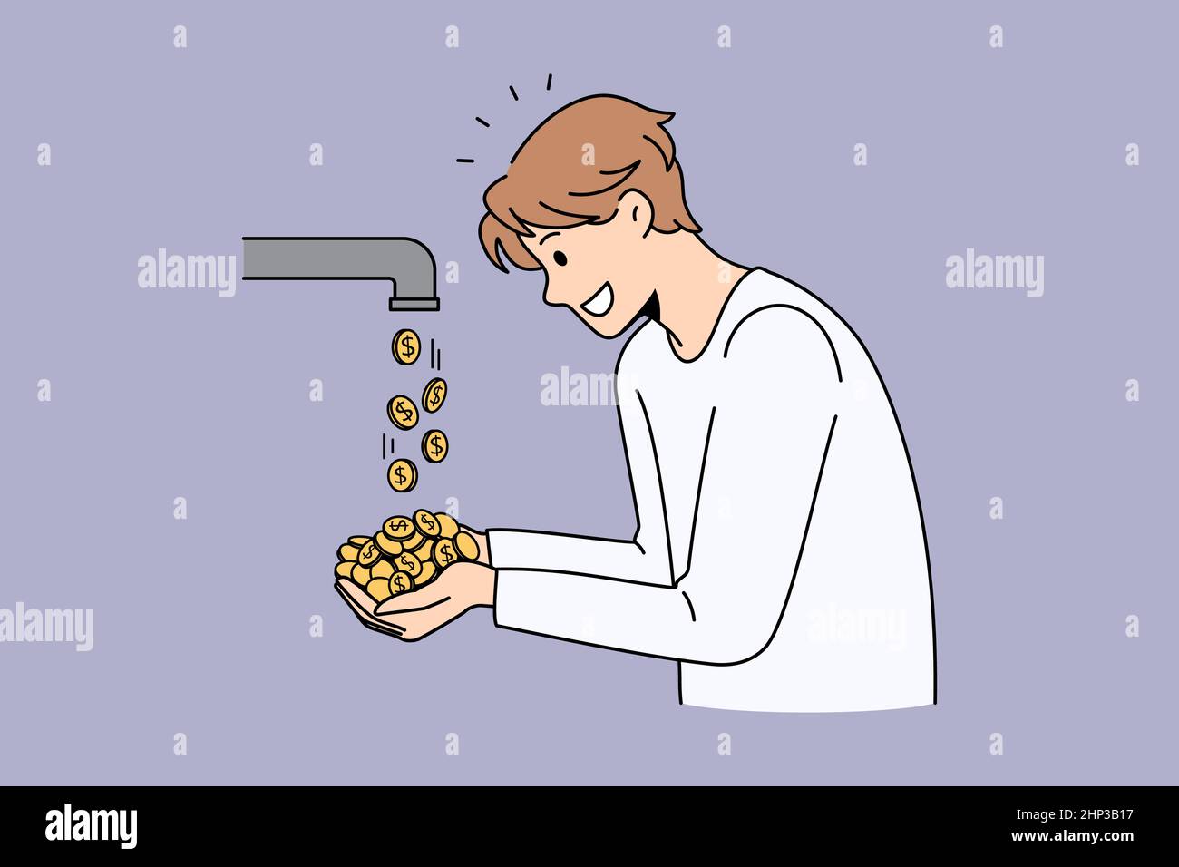 Financial success and profit concept. Young smiling businessman ...