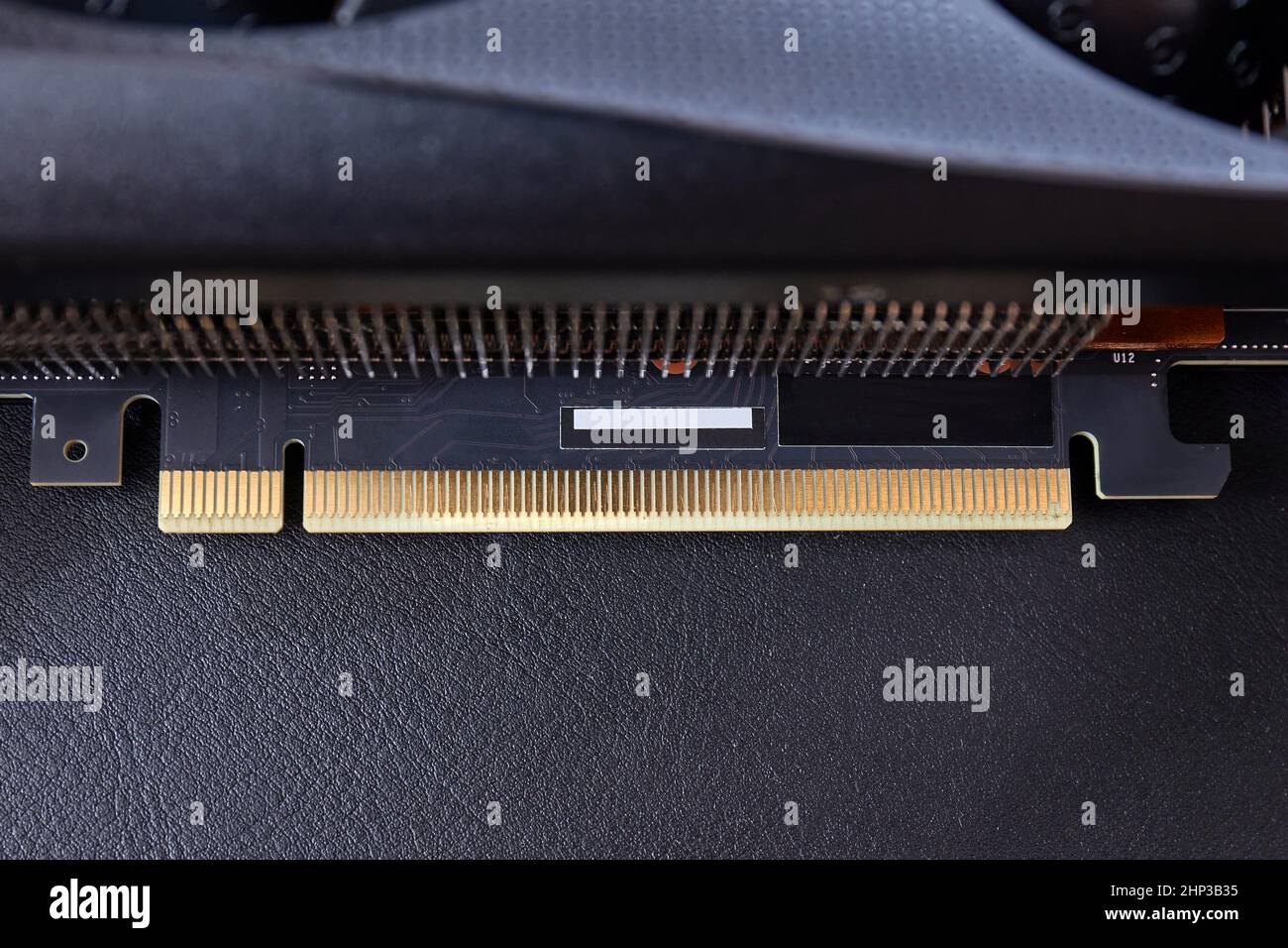 PCI express PCIe connector detail on a high end graphics card Stock ...