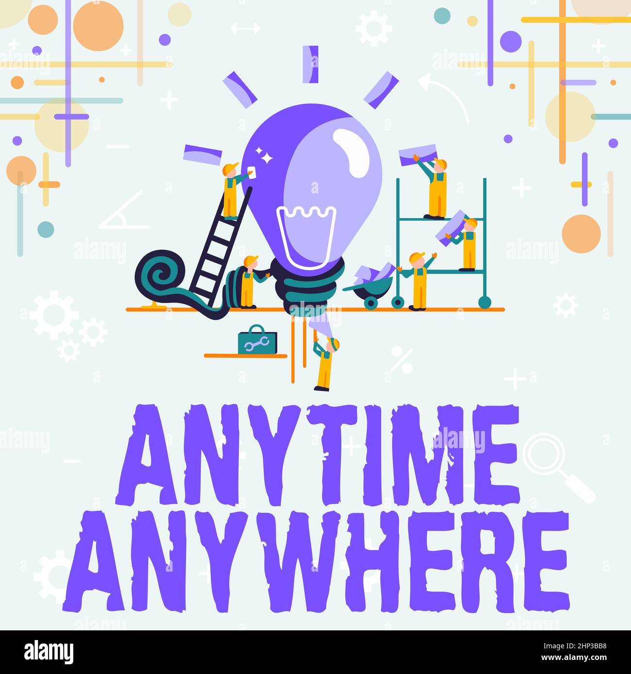 Conceptual caption Anytime Anywhere, Business showcase saying that you ...