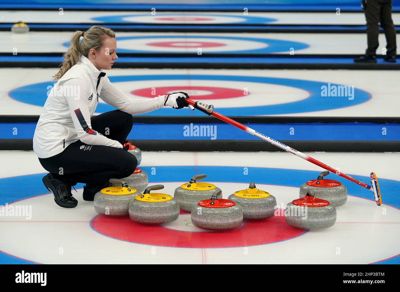 Great Britain's Vicky Wright by the head in the ninth end of the Women ...