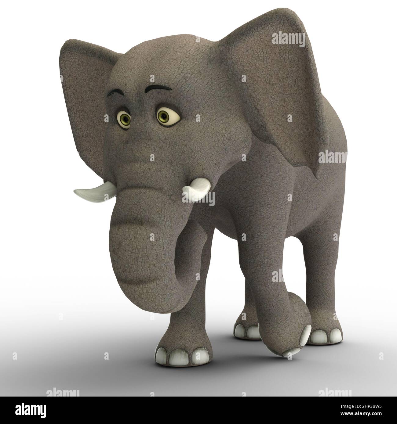 3D-illustration of a cute and funny adult cartoon elephant found ...