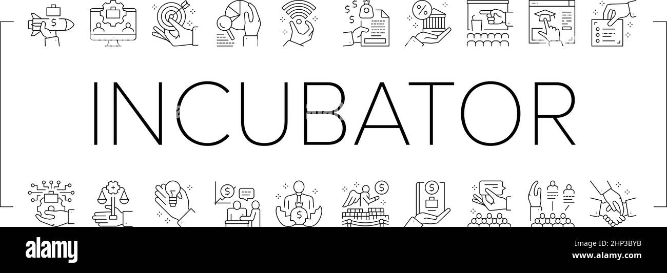 Business Incubator Collection Icons Set Vector Stock Vector Image & Art ...