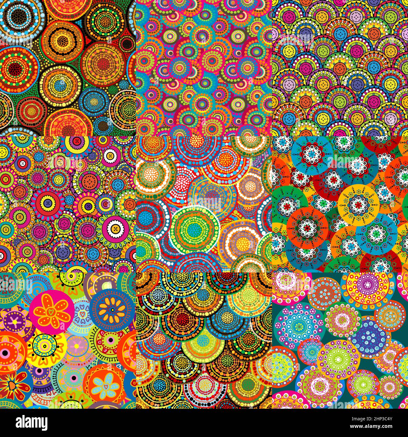 Set of nine colorful floral patterns Stock Photo - Alamy