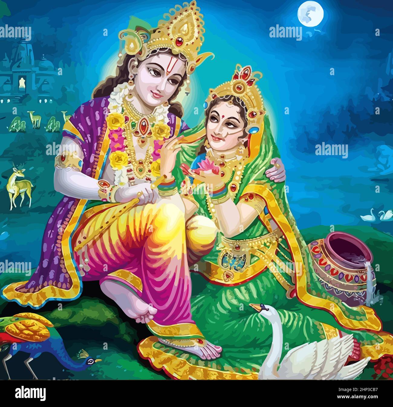 radha krishna hinduism culture mythology illustration Stock Photo - Alamy