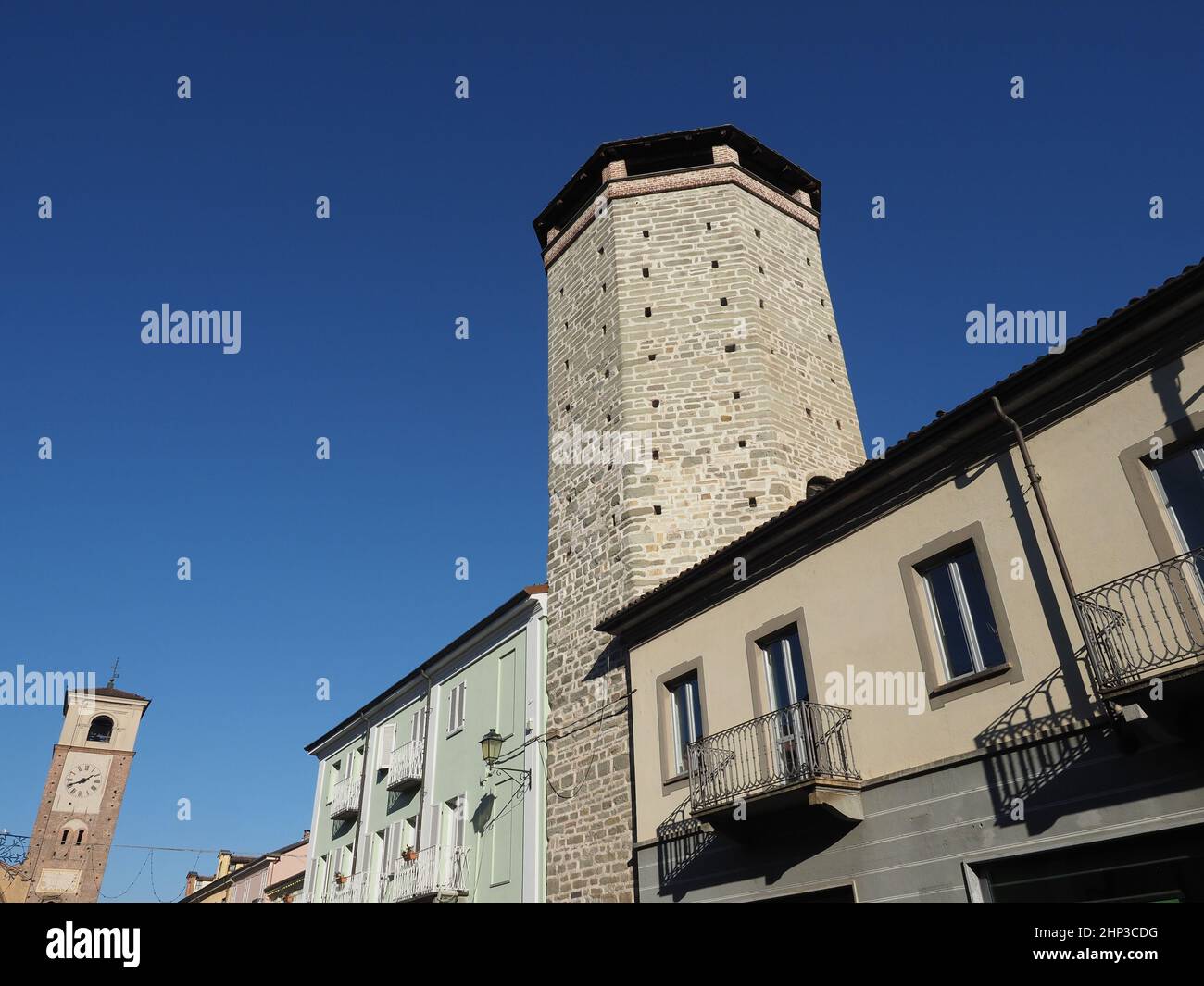 Torre Ottagonale medieval castle tower in Chivasso, Italy Stock Photo ...