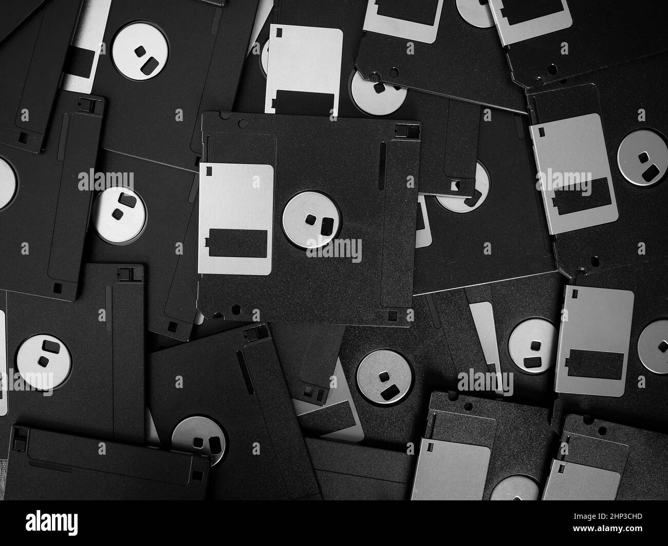 many magnetic diskettes for personal computer data storage in black and ...